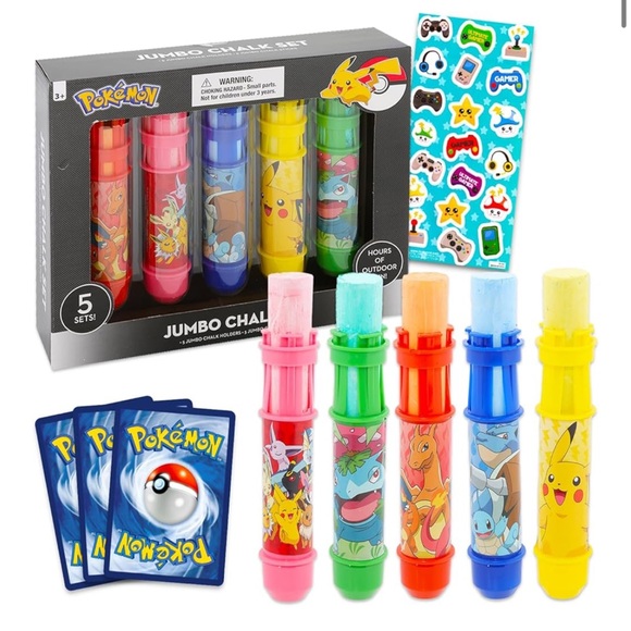 Pokemon | Toys | Pokemon Jumbo Chalk Set | Poshmark